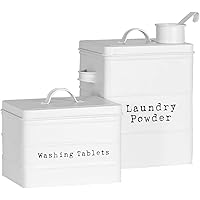 Harbour Housewares 2 x Vintage Metal Washing Powder and Tablets Storage ...