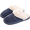 Misolin Womens Slipper Memory Foam Fluffy Slip-on House Suede Fur Lined ...