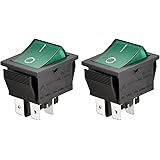 Heschen Rocker Switch ON-OFF DPST 4 Terminals 16A 250VAC Black 2Pack ...
