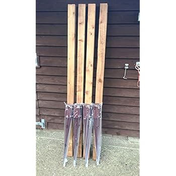 4 x 100mm (4") Timber Fence Post Grip Like Metpost & 4 x wooded 100x100 ...