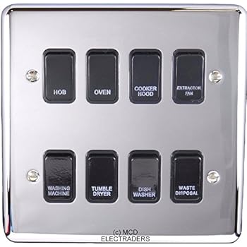 Polished Chrome Customised Kitchen Grid Switch Panel with Black ...