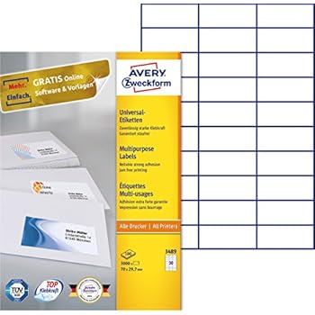 Avery 3489 self-adhesive Multipurpose/copier Labels, 30 labels per A4 ...