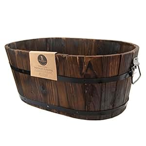 Vintage Rustic Solid Burntwood Trough Style Garden Planter Tub H50 x ...
