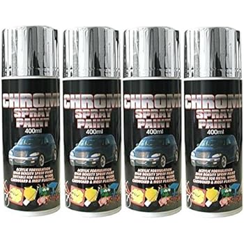 4 x ALLOY WHEEL CHROME FINISH SPRAY PAINT 400ml AEROSOL CANS: Amazon.co ...