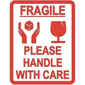 100 Autocollants Fragile avec inscription en anglais This Way Up Handle ...