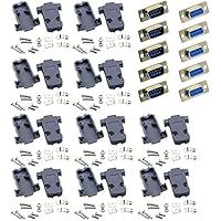 ESPtronics DB9 Serial Connector RS232 9-Pin Double Row Welded Head Male and Female Pair With ...