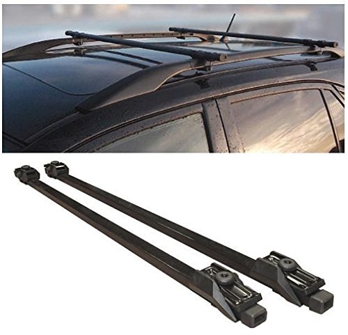 XtremeAuto® Universal Fit Black Steel Roof Rail Bars Lockable Complete ...