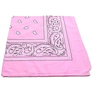 PALE Pink Bandana with Black & White square Paisley pattern ON BOTH ...