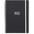 A5 2025 Diary Week To View Black Cover With Silver Wiro Binding ...