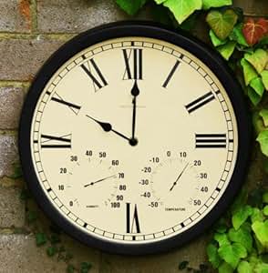 Radio Controlled Outdoor Garden Wall Clock - Black: Amazon.co.uk ...