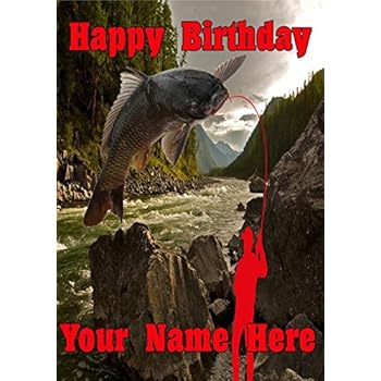 Fishing/Carp Fish Personalised Birthday Card - ADD A Name and Age ...