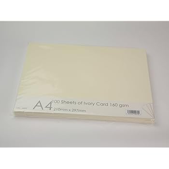IVORY CREAM A4 Coloured Craft Card 160gsm x 100 Sheets: Amazon.co.uk ...