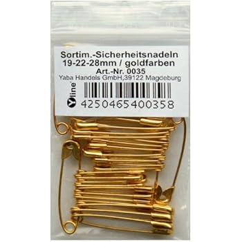 36 Stück Mini Sicherheitsnadeln Nadel Nadeln goldfarben ca.19 mm, 0513 ...