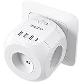 LENCENT Murale Prise Multiple Secteur USB Multiprise Murale, 7 en 1 Multiprise Cube Chargeur USB ...