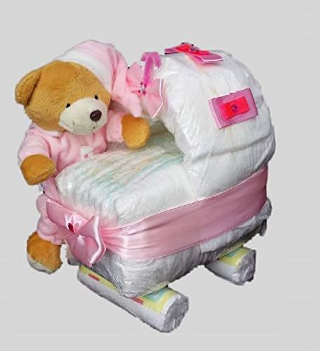Windeltorte rosa, Windelkinderwagen, Windelwagen, Geschenk zum Geburt ...
