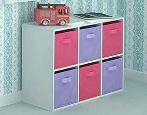 Home Source Toy Storage Unit Kids Chest of 6 Canvas Drawers for ...