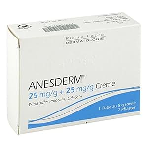 ANESDERM 25 mg/g + 25 mg/g Creme + 2 Pflaster 5 g Creme: Amazon.de ...