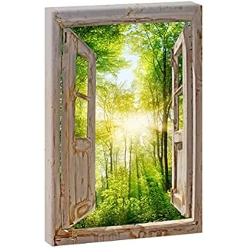 Bild auf Leinwand Fensterblick - Zum Strand 2 – 120x80 cm Wandbild im XXL-Format, Leinwandbild ...