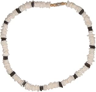 Puka Shell Necklace White and Black Chips Men's & Ladies' Choker Surfer ...