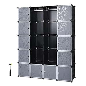 SONGMICS Interlocking Storage Cube Organiser Clothes Wardrobe Cabinet ...
