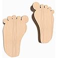 30x Wooden Baby Small Foot Craft Feet Shapes Blank Shape Art Decoration ...