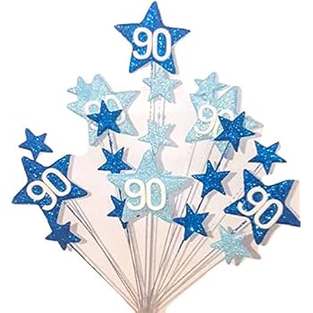 CAKE TOPPER STAR BURST SPRAY DIAMANTE 90th BIRTHDAY NUMBERS NV/BL/WT ...