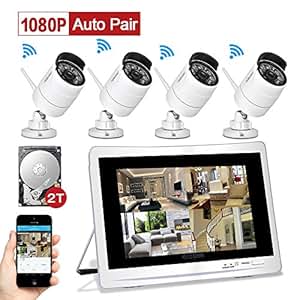 YESKAMO Caméra de Surveillance Sans Fil avec 4 Caméras Ip Wifi 1080P et ...