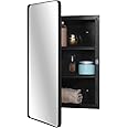 Fundin Plastic Mirror Cabinet, Beveled Edge Mirror Door with Round ...