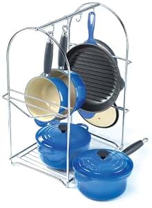 LE CREUSET 5 Piece Set & Chrome Rack, Blue: Amazon.co.uk: Kitchen & Home