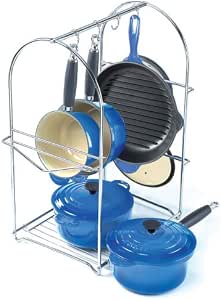 LE CREUSET 5 Piece Set & Chrome Rack, Blue: Amazon.co.uk: Kitchen & Home
