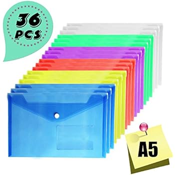 Plastic Wallets A5-36 Pack A5 Plastic Wallet with Popper Plastic ...
