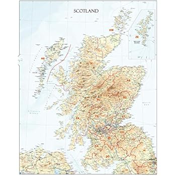 Scotland Postcode Areas Wall Map (A1) - 27.75" x 34.75" Laminated ...