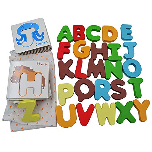 Samtlan Alphabet Puzzle Cards Wooden Abc Alphabet Letters Animal Match ...