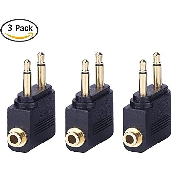 Airline Headphone Seat Adaptor - Airplane 3.5mm Stereo to dual Mono ...
