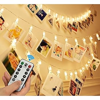 LED Photo Clip Lights 40 pcs LED Picture Lights Battery Powered Bedroom ...