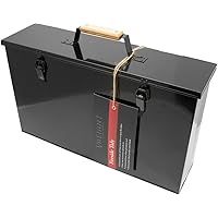Valiant Fireside Tidy Ash Transporter - Black Gloss Steel Storage Box ...