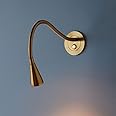 Golden LED Wall Reading Lamp, Bedside Wall Sconce, Flexible Gooseneck ...