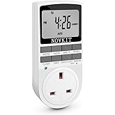 2 x NOVKIT Digital Security Timer Plug Socket Programmable Switch Timer with 10 ON-Off Programs ...