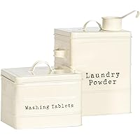 Harbour Housewares 2 x Vintage Metal Washing Powder and Tablets Storage ...