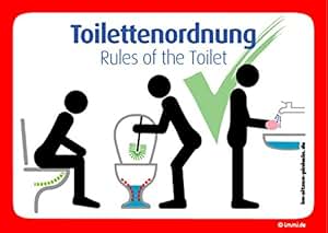 immi 4x Toilettenordnung Sitzen pinkeln, Klobürste, Hände waschen ...
