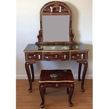 Oriental Chinese Furniture, Blossom Dressing Table Set with Mirror ...