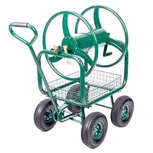 Heavy Duty Hose Reel Pull Trolley with Swivel Wheels - Green: Amazon.co ...