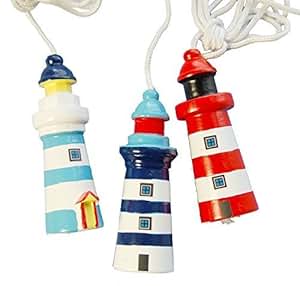 Nautical Theme Lighthouse Light Pull / Light Blue & White: Amazon.co.uk ...
