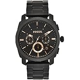 Fossil Machine Chronograph Analog Black Dial and Band Men's Stainless ...
