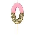 Talking Tables Pink Number 0 Zero Birthday Candle with Gold Glitter ...