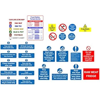 Kitchen safety signs full pack - 45 Qty Various self adhesive labels ...