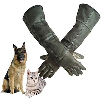 Animal Handling Gloves 35cm GAUNTLET LEATHER Kevlar DOG CAT BIRD ...