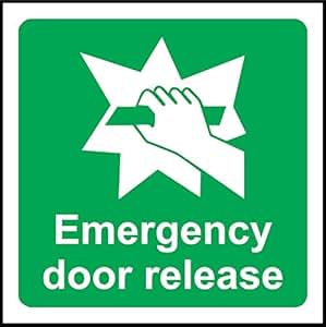 Emergency Door Release Safety Sign - 1.2mm Rigid plastic 100mm x 100mm ...