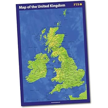 laminated Educational wall poster UK counties map | GB Great Britain ...