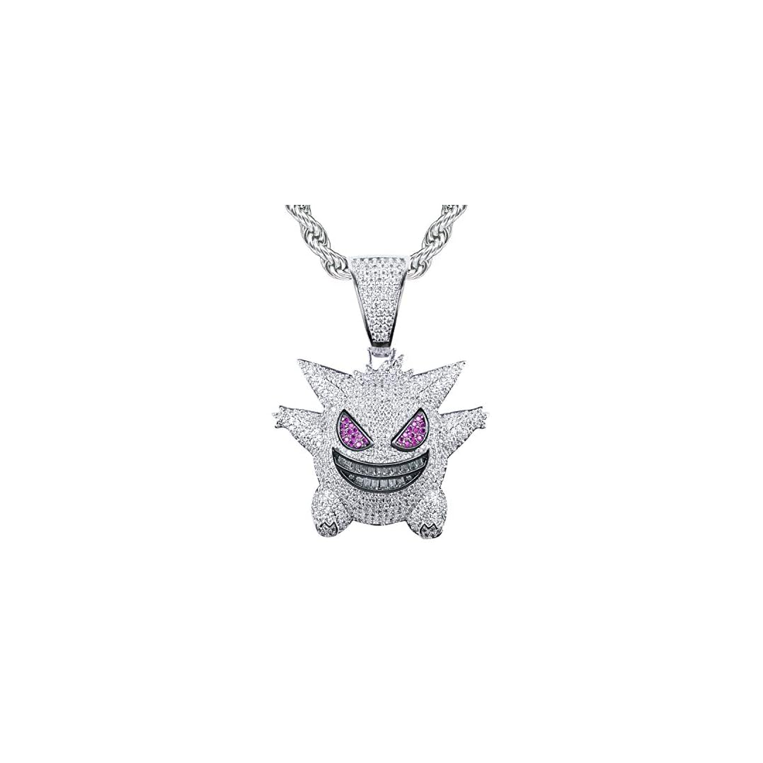 ᐅ TSANLY Gengar Halskette Pokemon Diamanten Halskette Weißgold ...